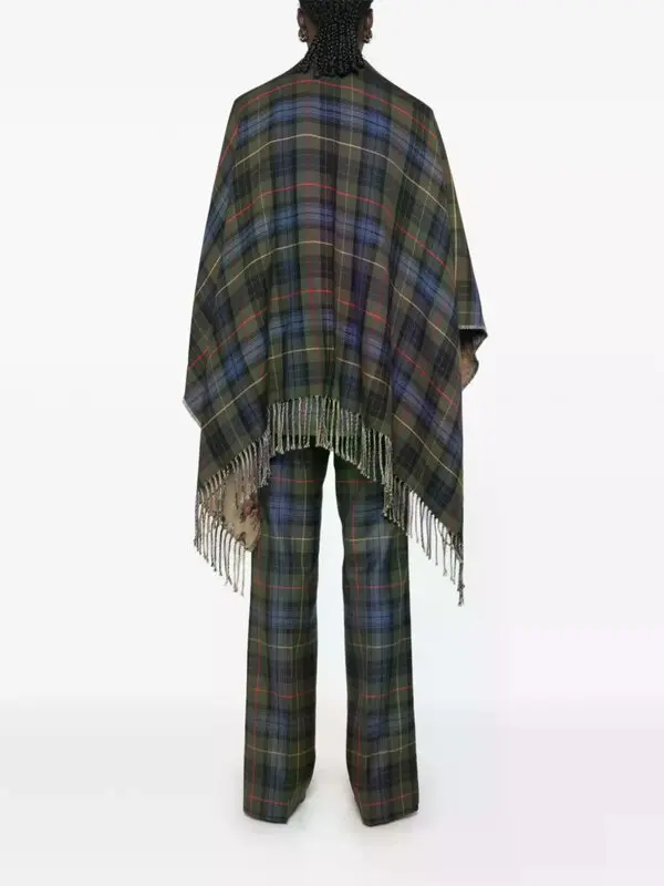 Etro Tartan Fringed Poncho