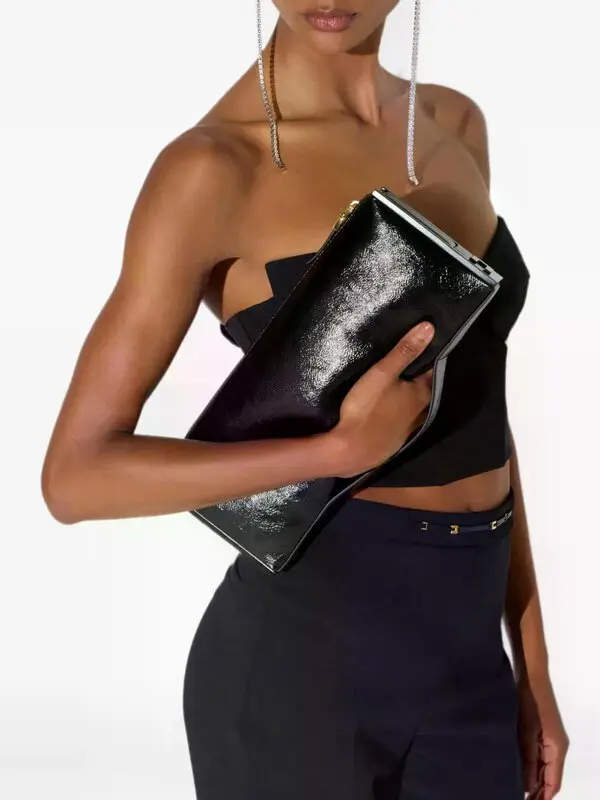 Elisabetta Franchi Patent Effect Clutch Bag