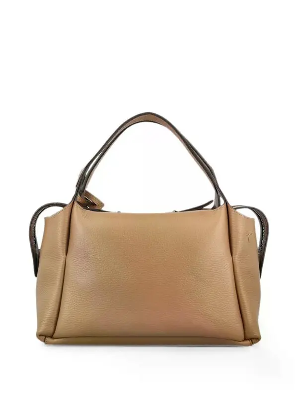 TOD'S T Timeless Pebbled Leather Tote Bag - Neutrals
