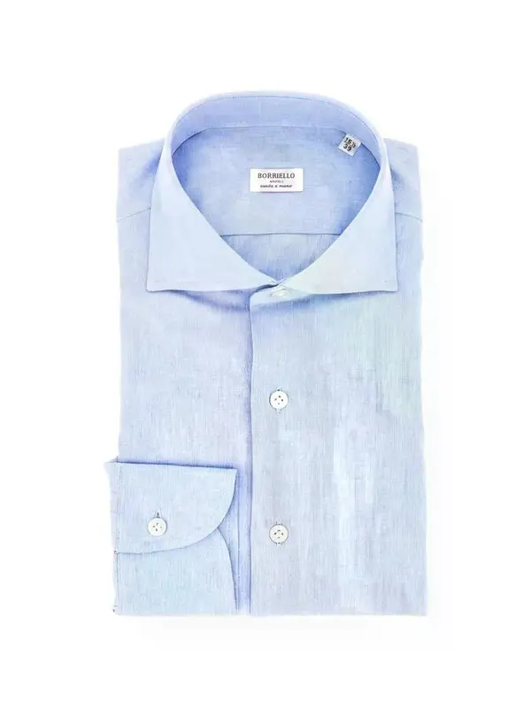 BORRIELLO NAPOLI Cotton Spread-collar Shirt - Blue