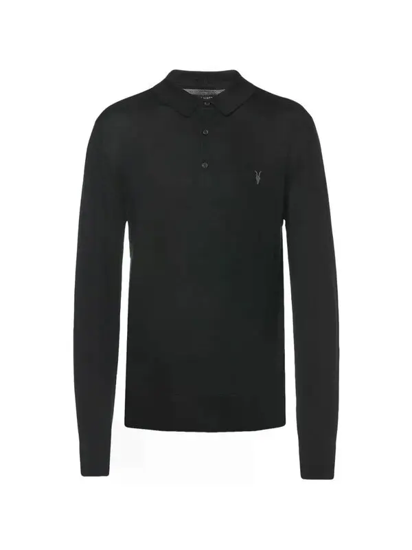 ALLSAINTS Mode Long-sleeved Polo Shirt - Black