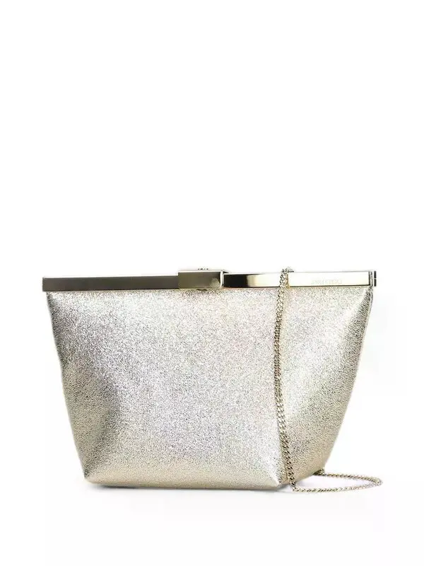 JIMMY CHOO Ganache Glitter-effect Frame Clutch Bag - Silver