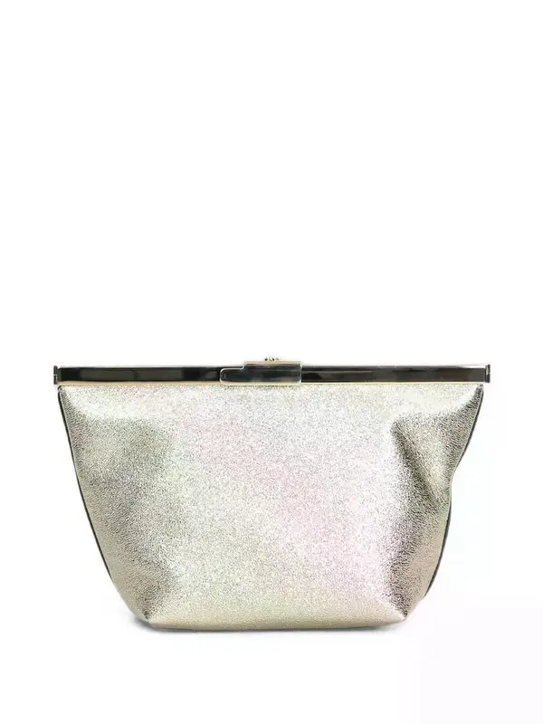 JIMMY CHOO Ganache Glitter-effect Frame Clutch Bag - Silver