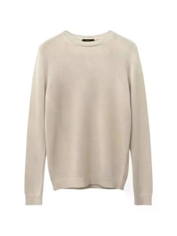 ROBERTO COLLINA Crew-neck Ribbed-trim Sweater - Neutrals
