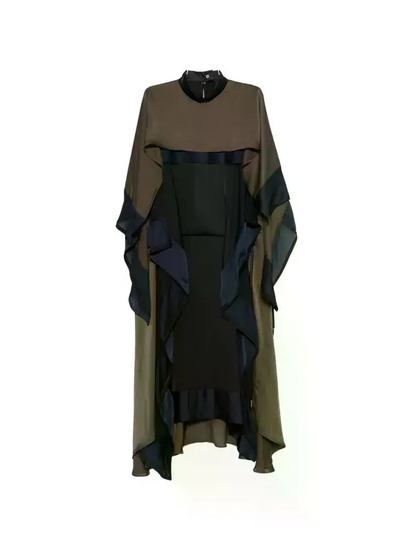 Sacai Ruffled Layered-design Asymmetric Dress - Green