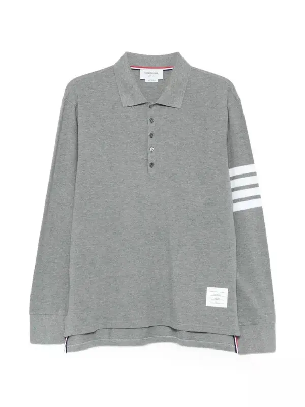 Thom Browne Long-sleeved Polo Shirt - Grey