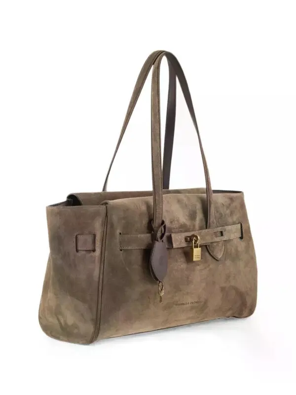 Brunello Cucinelli Padlock-detail Suede Shoulder Bag
