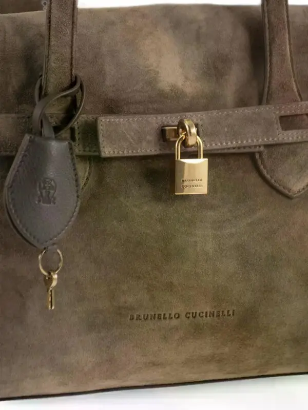 Brunello Cucinelli Padlock-detail Suede Shoulder Bag