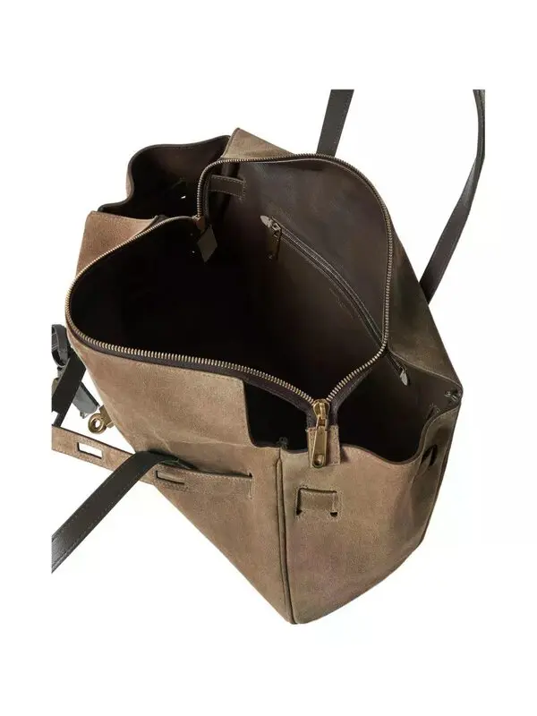 Brunello Cucinelli Suede Shoulder Bag With Padlock Detail