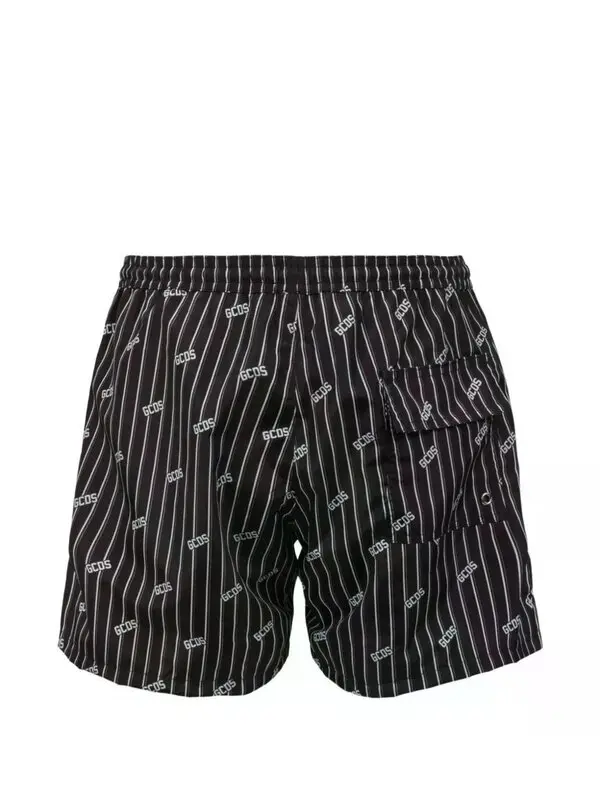 Gcds Logo-print Pinstripe Swim Shorts