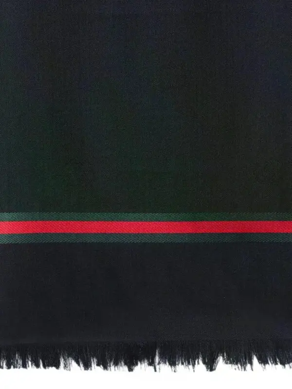 Gucci Double G Web-stripe Jacquard Scarf - Blue