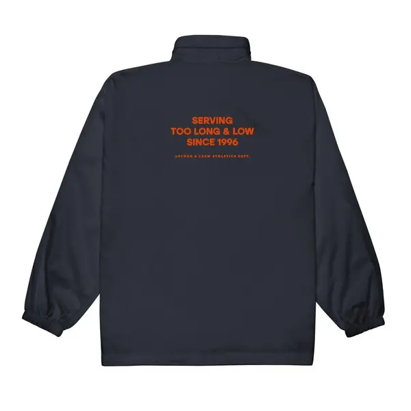 ANCHOR & CREW Navy Too Long & Low Sports Club League Embroidered Windbreaker Coat - Blue