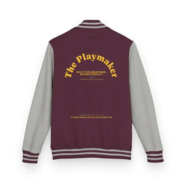 ANCHOR & CREW Grey / Red Burgundy & Heather Grey The Playmaker Basketball Club League Cotton Varsity Letterman Jacket - Grey/red