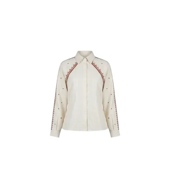 COLLECTED XX Neelum Embroidered Panel Shirt - White