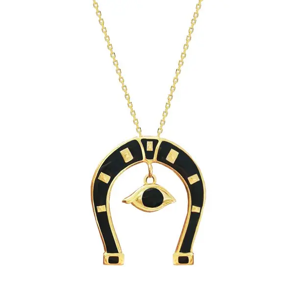 NOWART JEWELRY Horseshoe And Eye Pendant Necklace - Black