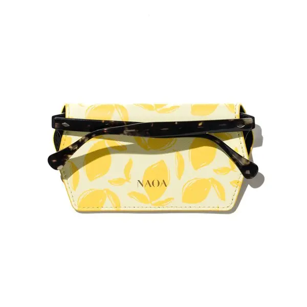 NAOA Slim Glasses Case Lemons Print - Yellow