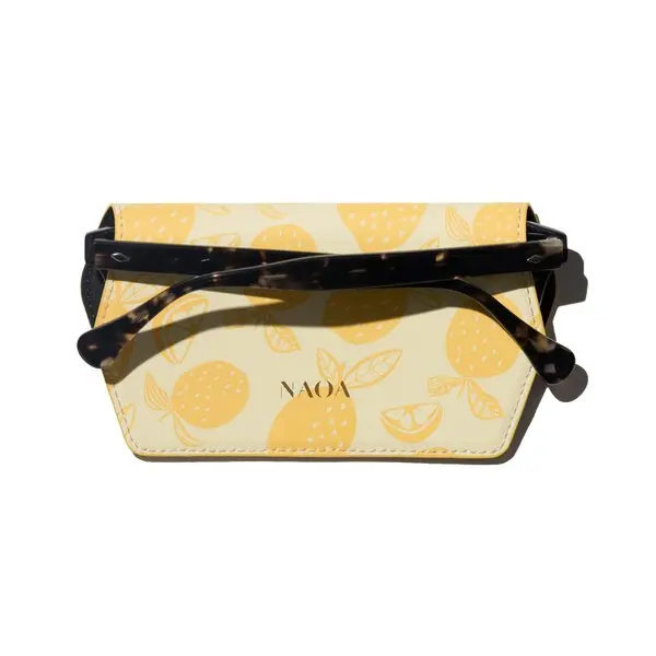 NAOA Slim Glasses Case Lemons Print - Yellow