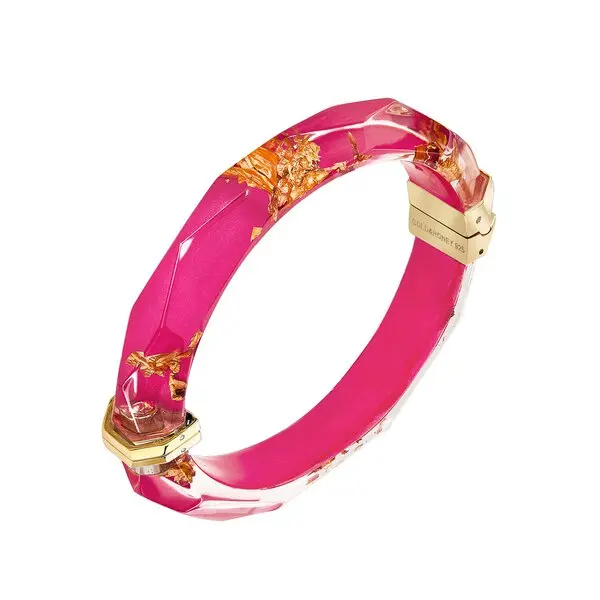 GOLD & HONEY Gold / Pink 24k Gold Leaf Lucite Bangle In Pink - Gold/pink