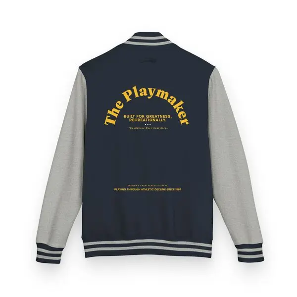 ANCHOR & CREW Blue / Grey Navy Blue & Heather Grey The Playmaker Basketball Club League Cotton Varsity Letterman Jacket - Blue/grey