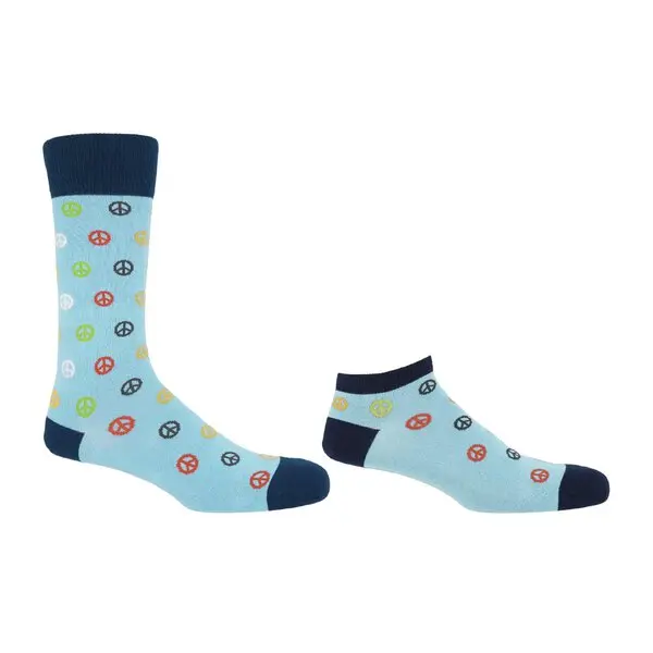 PEPER HAROW - MADE IN ENGLAND Peace Light Luxury Crew & Trainer ’s Socks Bundle - Blue