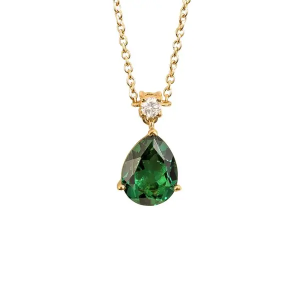 JUVETTI  Green / White / Gold Ori Medium Pendant Necklace In Emerald & Diamond Set In Gold - Green/white/gold