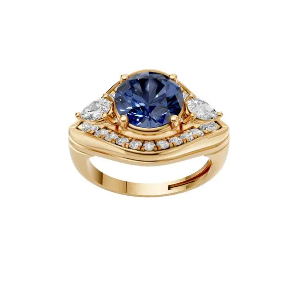 AYA FINE JEWELRY 2.84 Ctw Pear Cut Halo Lab-grown Diamond Cocktail Ring In 14k Gold - Yellow