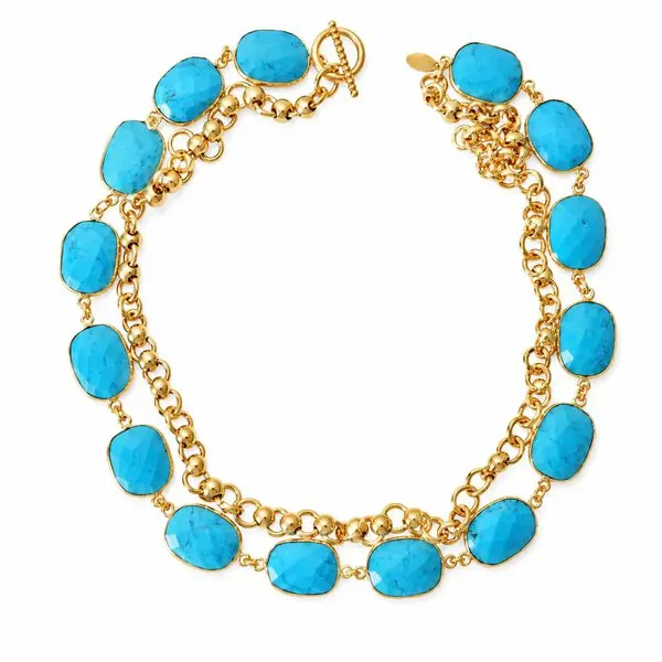 Persia Donà Jewelry Turquoise X Toggle Chain Necklace - Gold