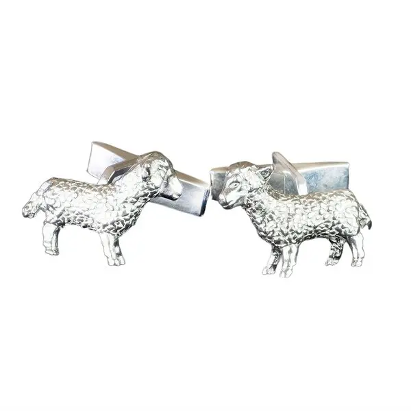 SIMON KEMP JEWELLERS Sheep Cufflinks In Recycled Solid Sterling - Silver