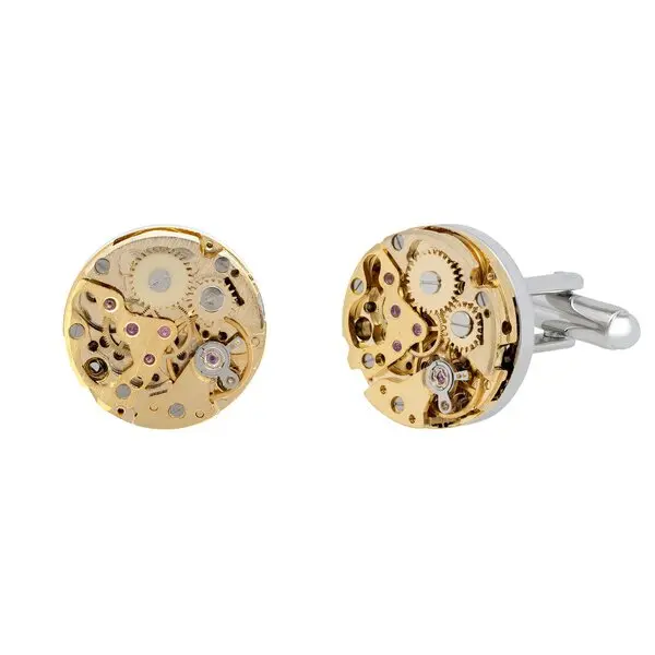 LATELITA Gold / Silver Watch Movet Two Tone Cufflink Gold Silver - Gold/silver