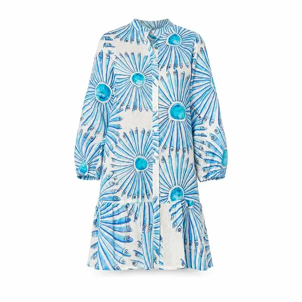 CASA ATELIER BY FERDINANDO FUSCO White / Blue Anchovy Frou Frou Shirt In Linen - White/blue