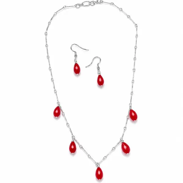 Way To Chic Burgundy Jewelry Set On - Silver