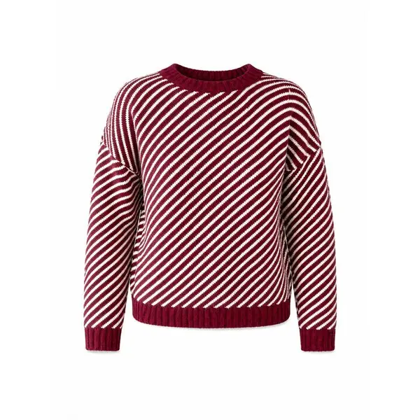 Mind Traveler Burgundy Diagonal Stripe Laura Knit Jumper - Red
