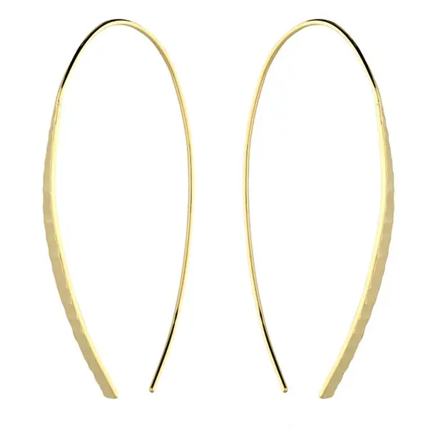 KAIZARIN Plated Sterling Silver Diamond Cut Tapered Bar Pull Through Earrings - Gold