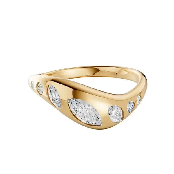 AYA FINE JEWELRY 0.52 Ctw Lab Grown Diamond Ring Marquise & Round Brilliant Band In 14k Gold - Yellow