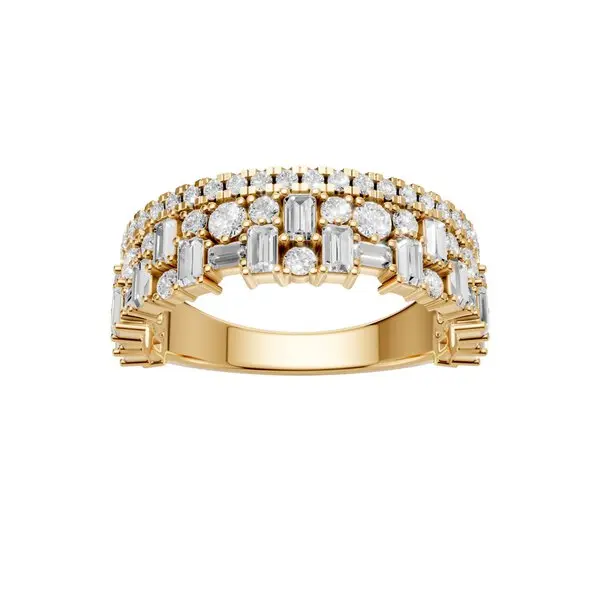 AYA FINE JEWELRY 1.29 Ctw Mixed Cut Lab-grown Diamond Statet Band Ring In 14k Gold - Yellow