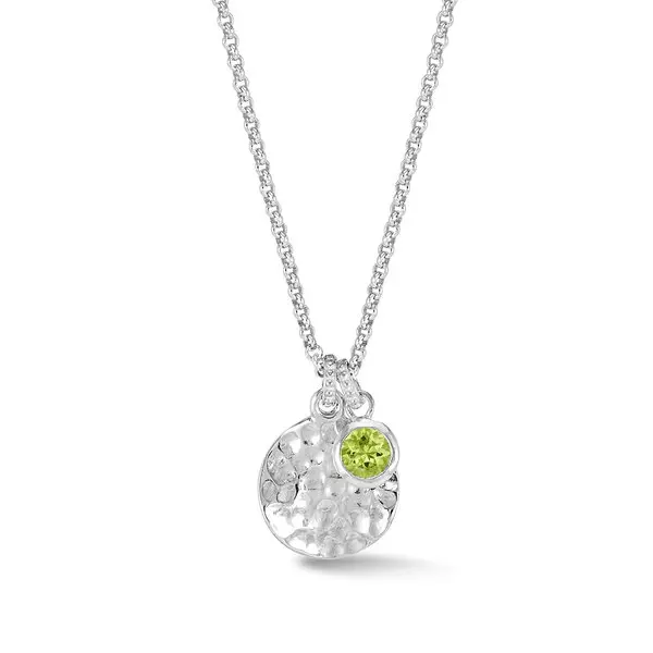 DOWER & HALL Hammered Disc & Green Peridot Array Pendant - Silver