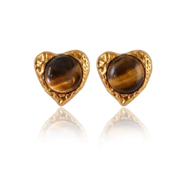 VIEA Brown / Gold Lady Heart Earrings - Brown/gold