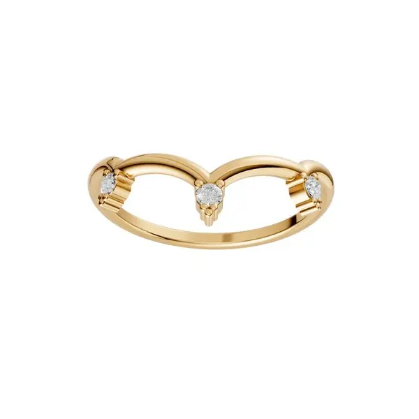 AYA FINE JEWELRY Round Minimalist Crown Lab Diamond Stackable Band In 14k Gold - Yellow