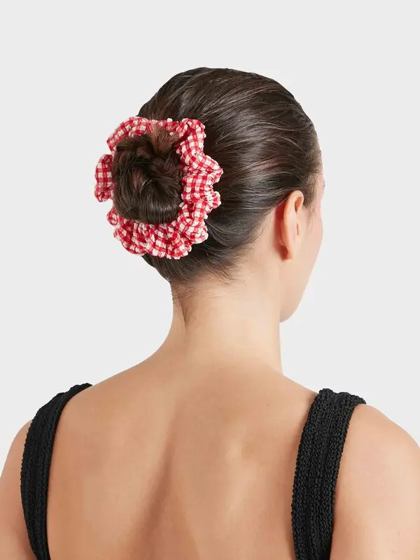 Hunza G Gingham Scrunchie