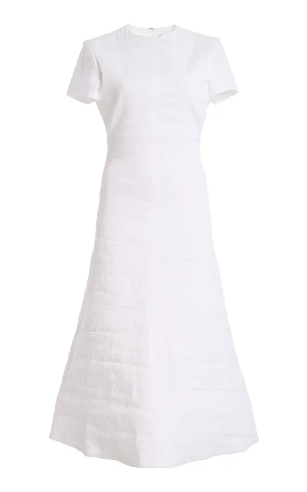 Brandon Maxwell The Ridley A-line Linen-blend Midi Dress - White