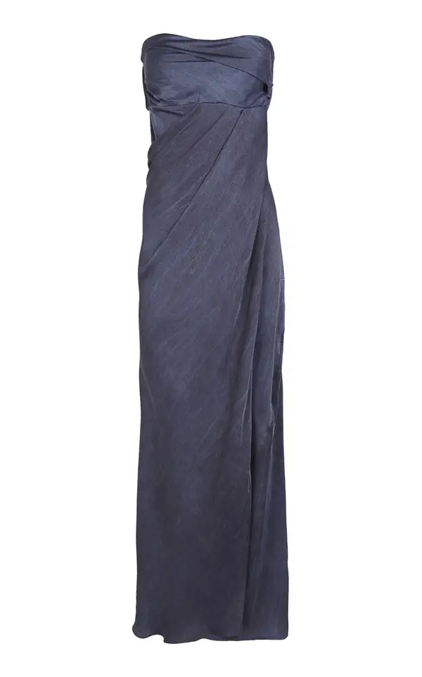 CORTANA Elira Strapless Gathered Maxi Dress - Grey
