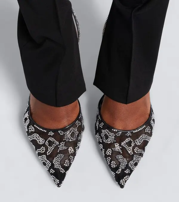 Rene Caovilla Embellished Mesh Slingback Pumps