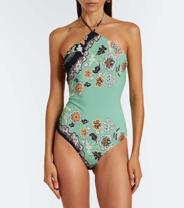 Roberto Cavalli Floral Halterneck Swimsuit