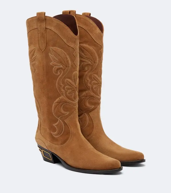 Etro Suede Cowboy Boots - Brown