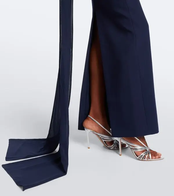 Roland Mouret Navy Corset Gown With Scarf Detail
