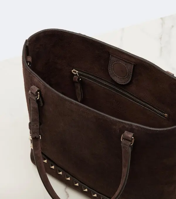 Valentino Garavani Rockstud Small Suede Top-handle Bag