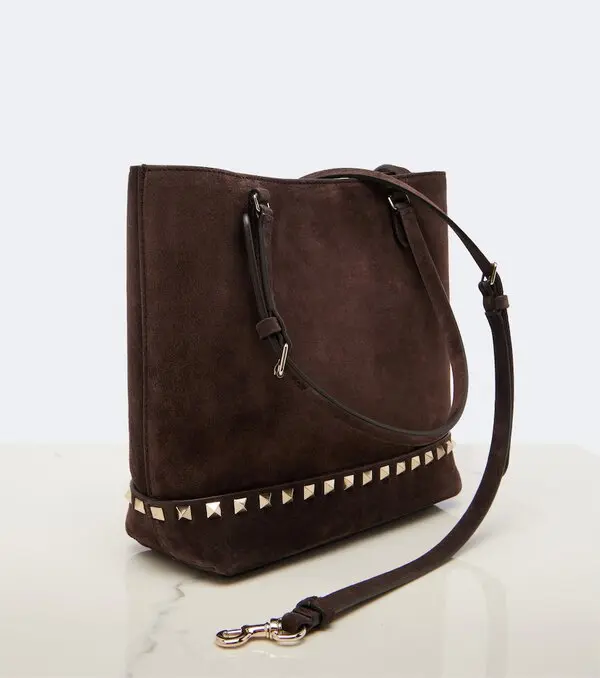 Valentino Garavani Rockstud Small Suede Top-handle Bag