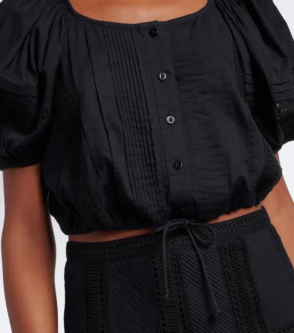 Ulla Johnson Clara Embroidered Cotton Crop Top