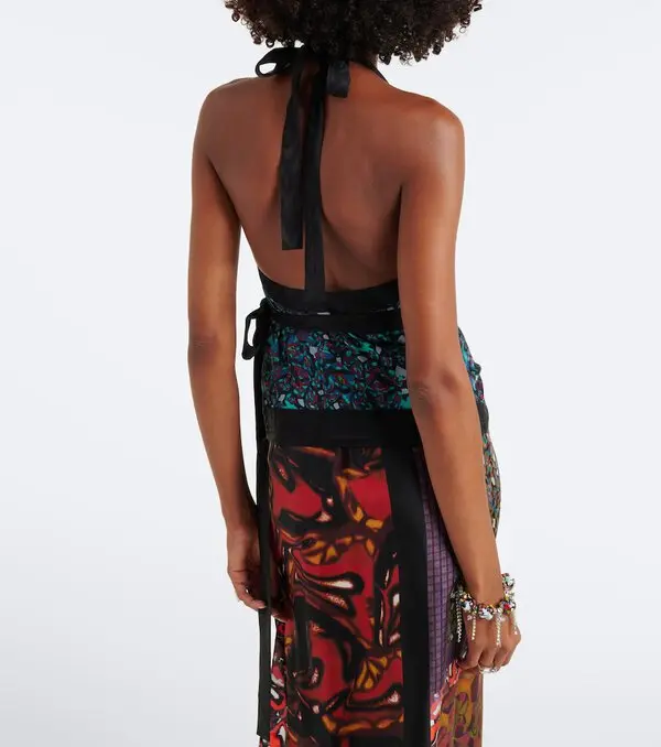 Dries Van Noten Printed Moire Wrap Top