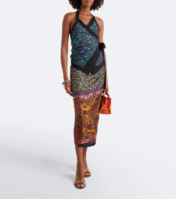 Dries Van Noten Printed Moire Wrap Top